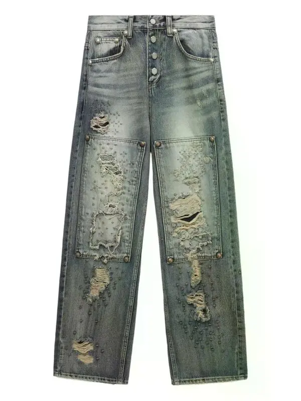 THUG CLUB Distressed Studded Jeans