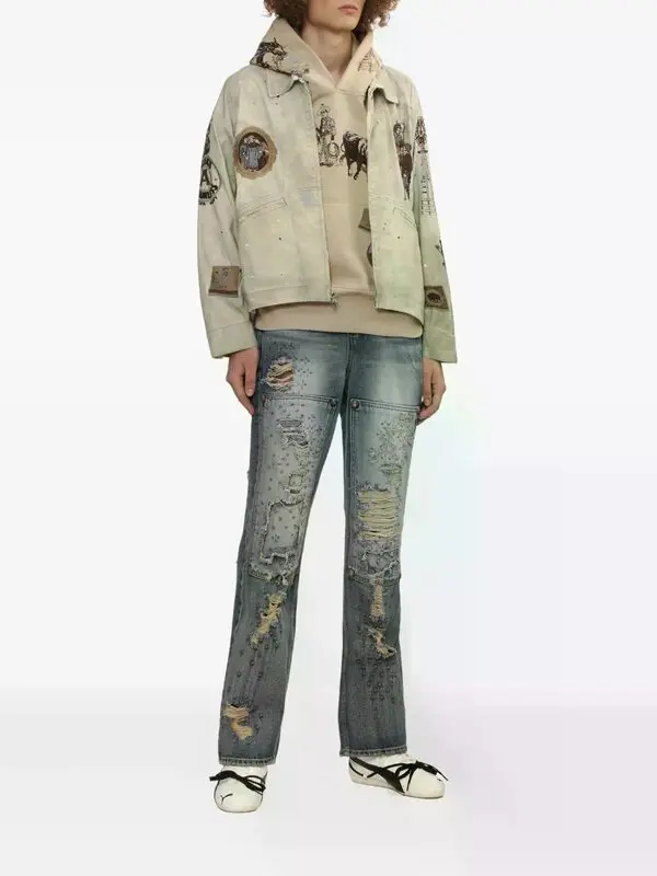 THUG CLUB Distressed Studded Jeans