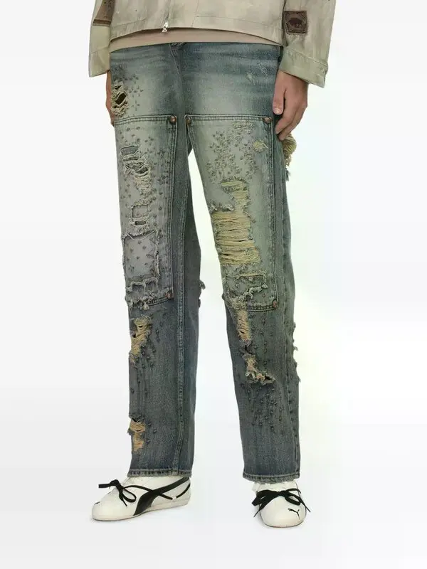 THUG CLUB Distressed Studded Jeans