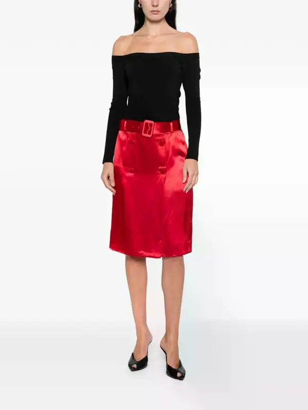 FERRAGAMO Belted Button-front Midi Skirt