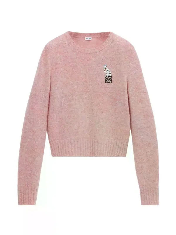 Loewe Appliqué Crew-neck Sweater - Heathered Rose