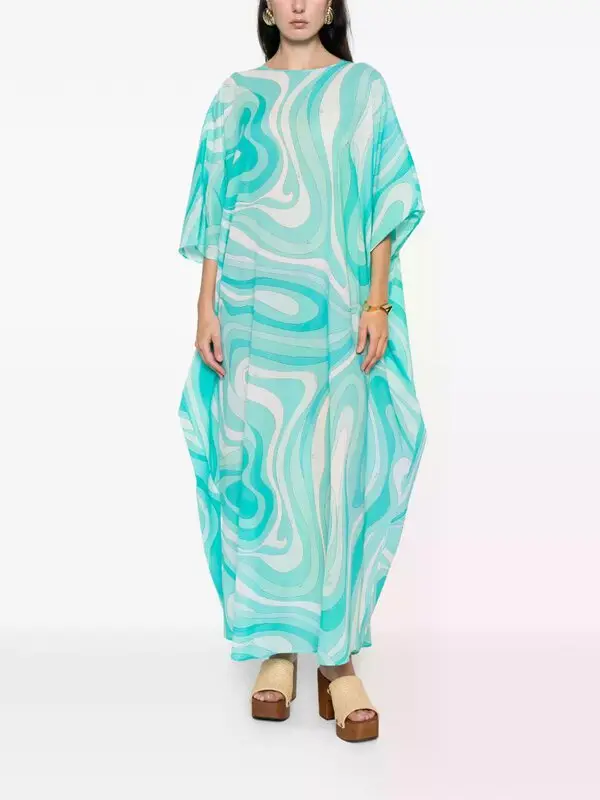 Emilio Pucci Marmo-print Long Cotton Kaftan