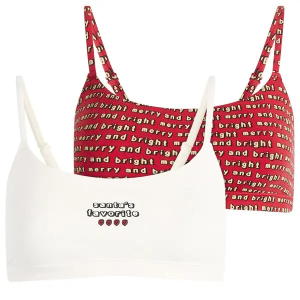 SKIMS X Cpfm Cotton Jersey Scoop Bralette 2-pack - Marble/red Multi