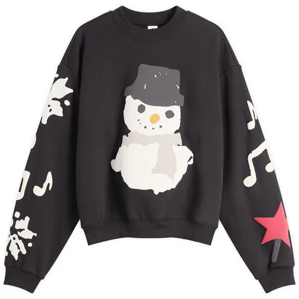 SKIMS X Cpfm Cotton Fleece Crewneck - Onyx Snowman Print