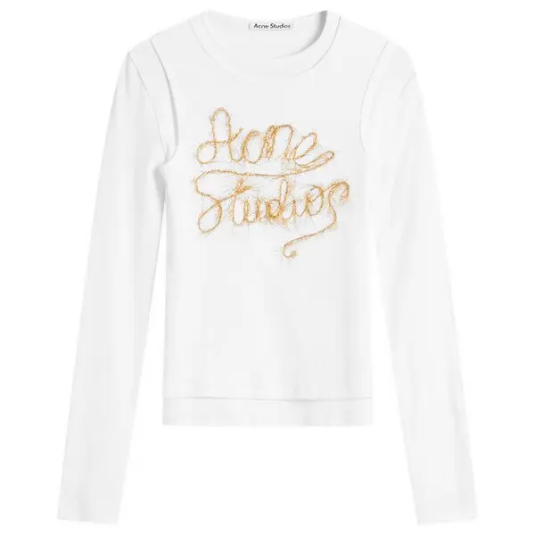 Acne Studios Elga Tinsel Long Sleeve Top - Optic White