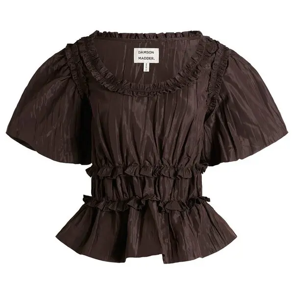DAMSON MADDER Everly Ruffle Blouse - Choc