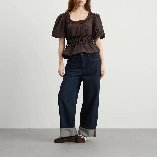 DAMSON MADDER Everly Ruffle Blouse - Choc