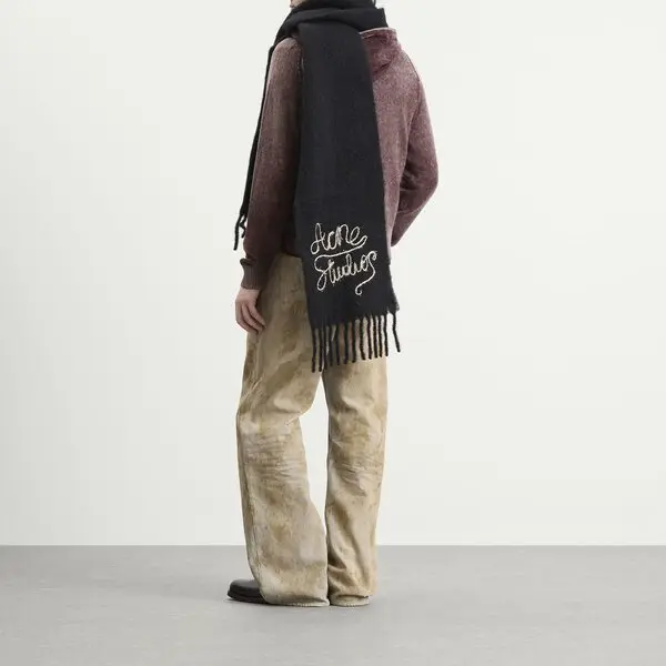Acne Studios Vally Embroidered Scarf - Black