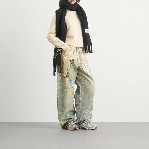 Acne Studios Vally Embroidered Scarf - Black