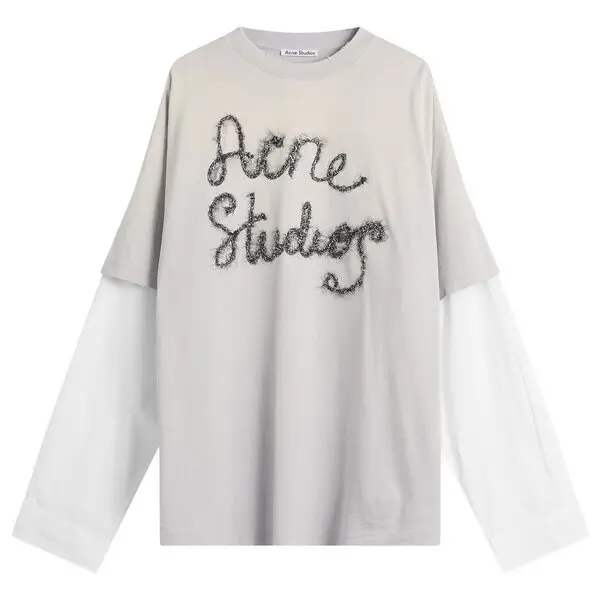 Acne Studios Tinsel Logo Double Sleeve T-shirt - Light Blue