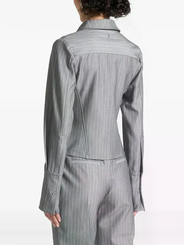 Manière De Voir Sonia Pinstripe Angled Shirt - Grey