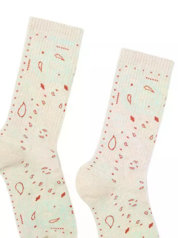 Alanui Bandana-pattern Socks - Neutrals
