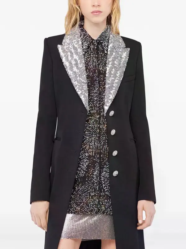Rabanne Sequin-collar Wool Coat