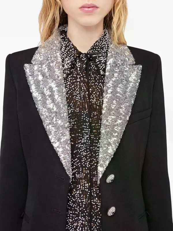 Rabanne Sequin-collar Wool Coat