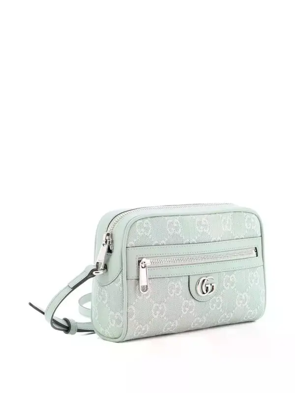 Gucci Ophidia Gg Denim And Leather Mini Shoulder Bag - Green