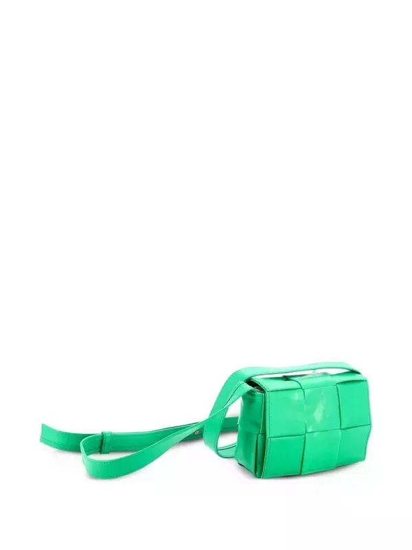 Bottega Veneta Cassette Maxi Intrecciato Leather Crossbody Bag - Green
