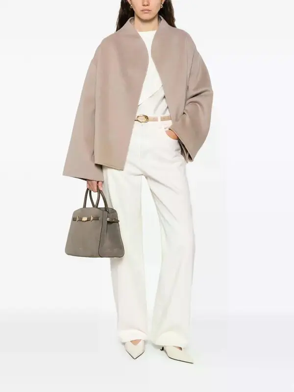 Soft Goat Open-front Oversized Coat - Neutrals
