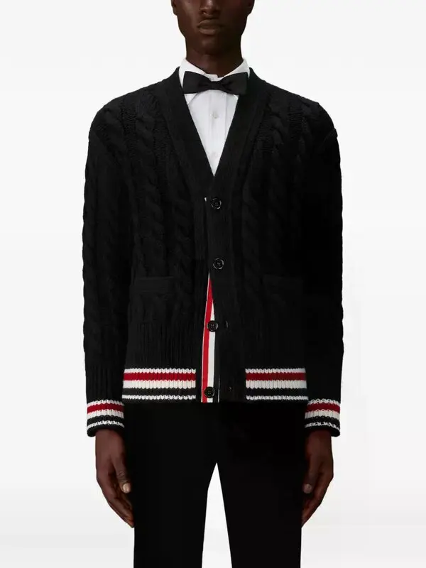 Thom Browne V-neck Stripe-hem Cardigan
