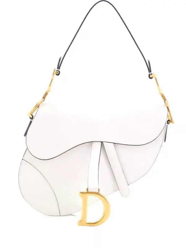 Dior Saddle Handbag Leather Medium Shoulder Bag - White
