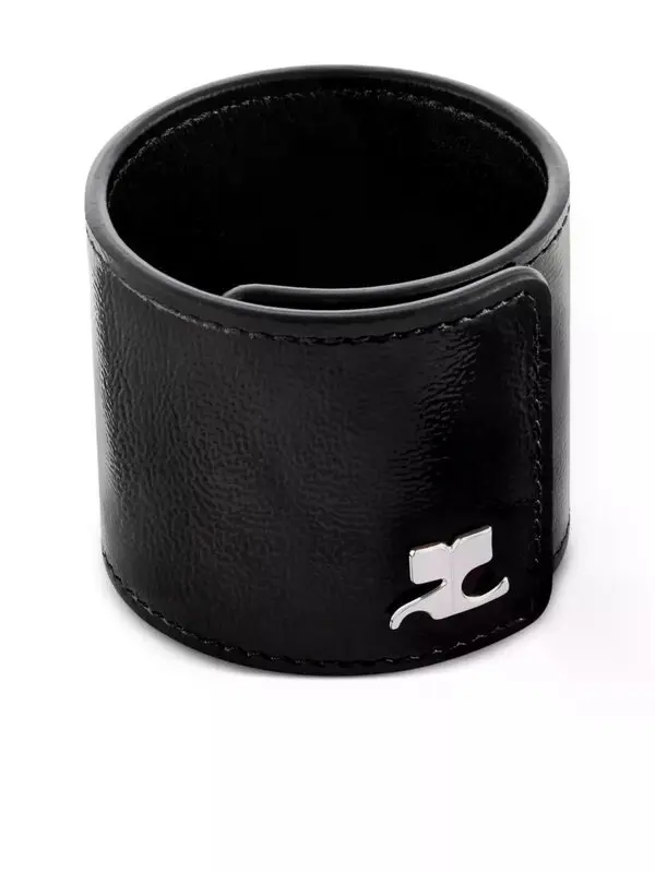 COURREGES Logo-plaque Slap Bracelet - Black