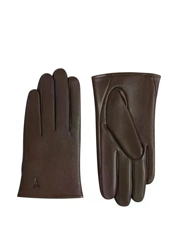 Manière De Voir Debossed-logo Gloves - Brown