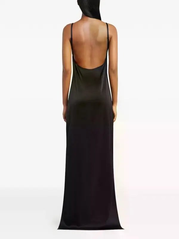 Courreges Backless Satin Long Dress - Black - 16% Off | Editorialist