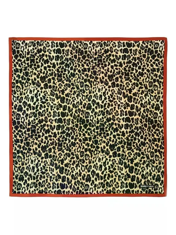 Bimba Y Lola Leopard Border Scarf - Neutrals