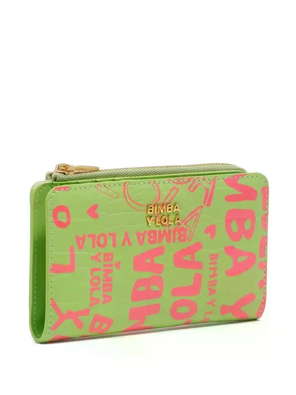 Bimba Y Lola Zip Print Wallet - Green