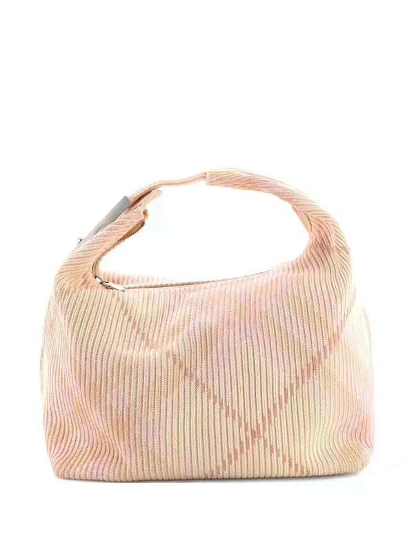 Burberry Peg Handle Knit Check Hobo Bag - Orange