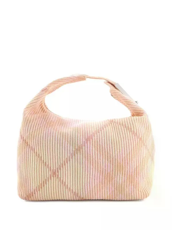 Burberry Peg Handle Knit Check Hobo Bag - Orange