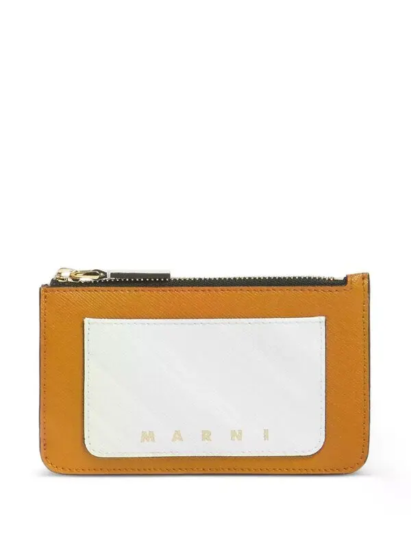 Marni Saffiano-zipped Cardholder - Brown