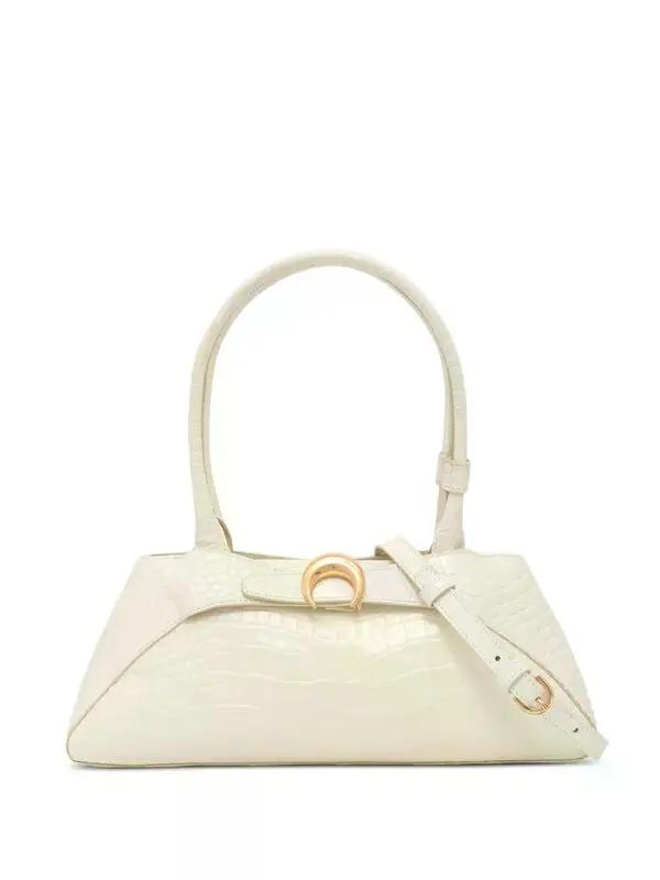 MARINE SERRE Medium Aurora Crocodile-embossed Tote Bag - White