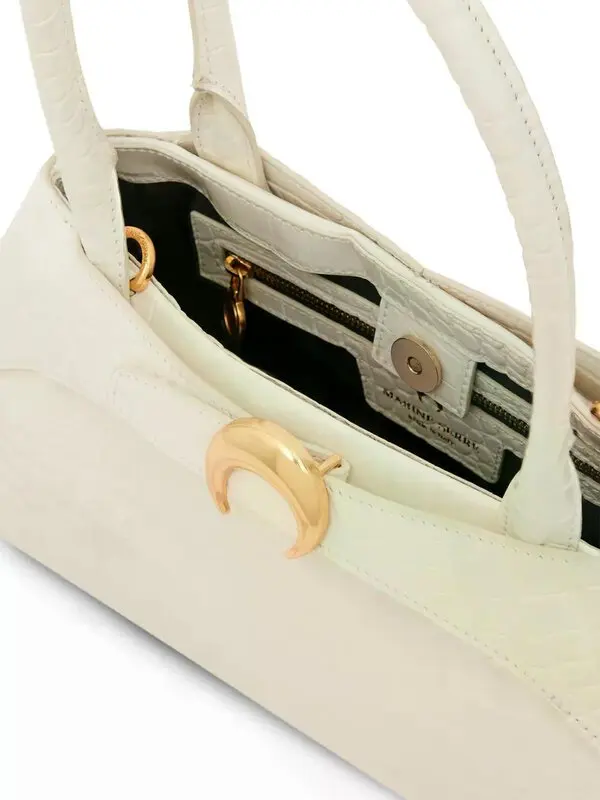 MARINE SERRE Medium Aurora Crocodile-embossed Tote Bag - White