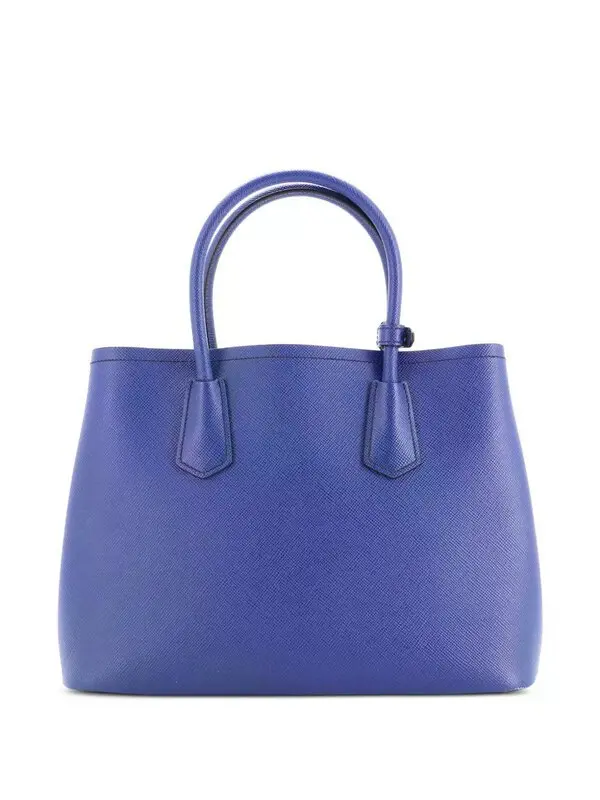 Prada Cuir Double Saffiano Leather Medium Tote Bag - Blue