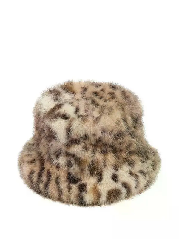 Bimba Y Lola Leopard Print Bucket Hat - Neutrals