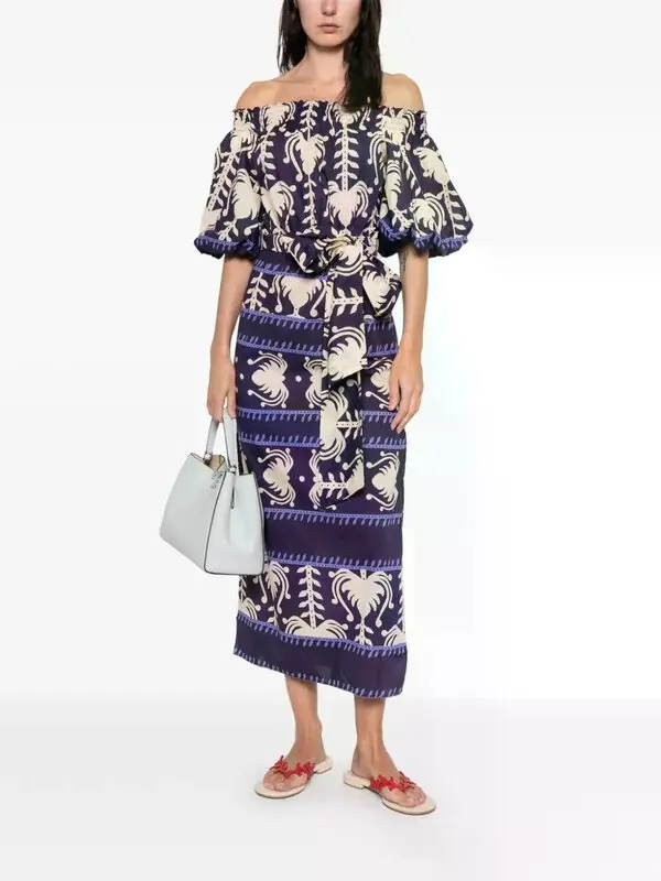 Johanna Ortiz Patterned Off-shoulder Midi Dress
