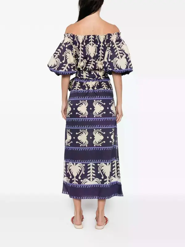 Johanna Ortiz Patterned Off-shoulder Midi Dress