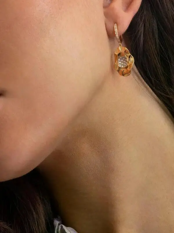 STEFERE 18k Rose Diamond Pavé Hoop Earrings