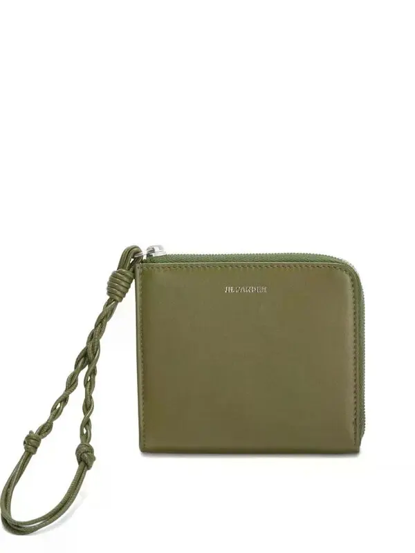 JIL SANDER Zipped Knotted Leather Tangle Card Holder - Green