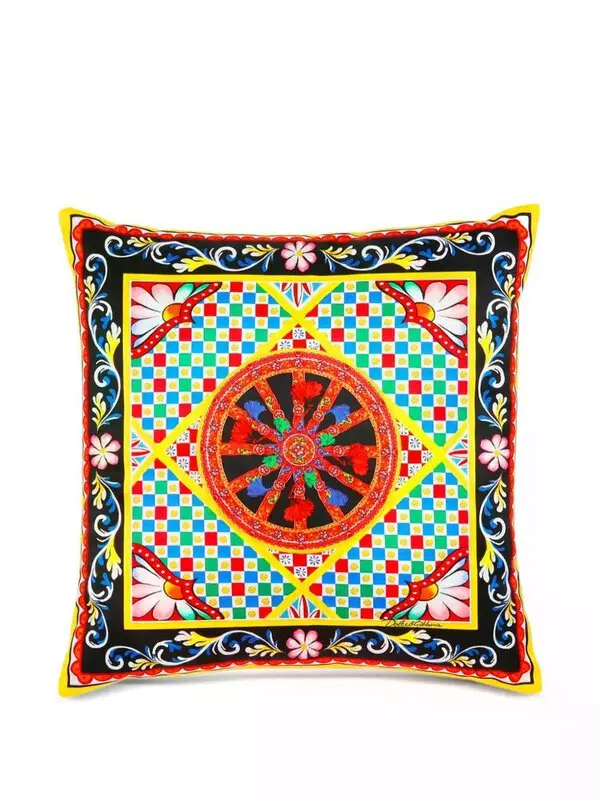 DOLCE & GABBANA CASA Graphic-print Cushion - Yellow