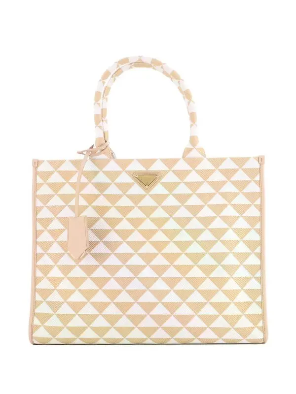 Prada Symbole Jacquard Large Tote Bag - Neutrals