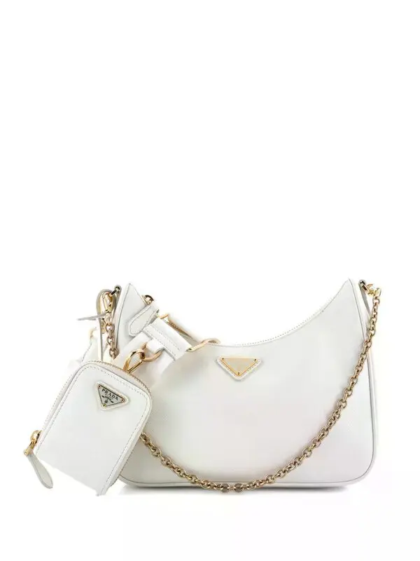 Prada Re-edition 2005 Saffiano Leather Shoulder Bag - White