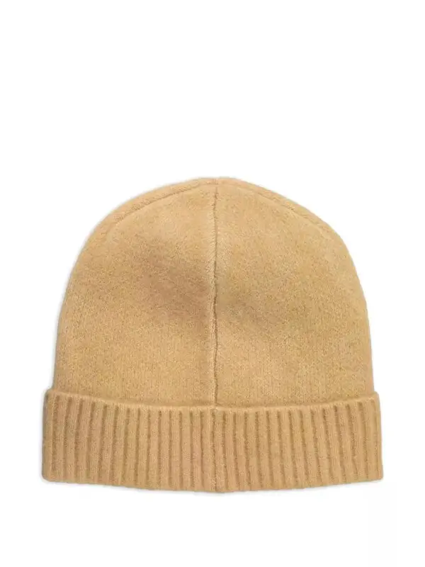 Patrizia Pepe Ribbed Beanie Hat With Logo Patch
