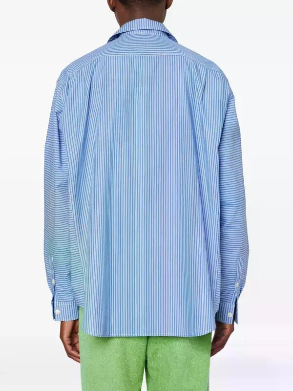 American Vintage Zatybay Striped Logo-patch Shirt