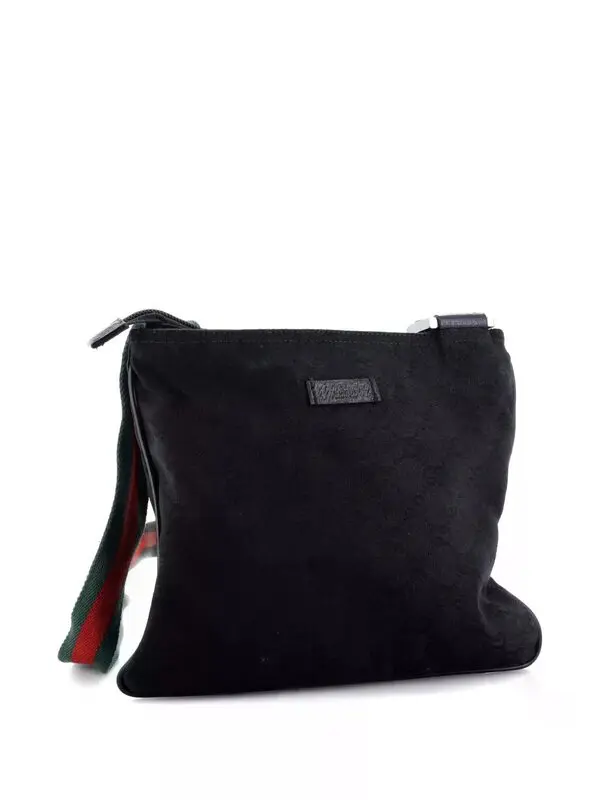 Gucci Web Strap Messenger Bag Gg Canvas Small Crossbody Bag - Black