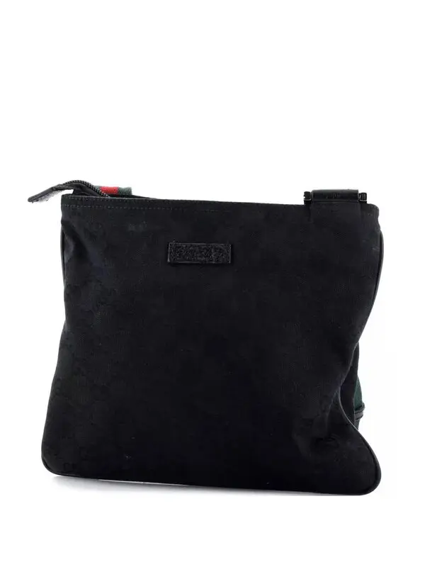 Gucci Web Strap Messenger Bag Gg Canvas Small Crossbody Bag - Black
