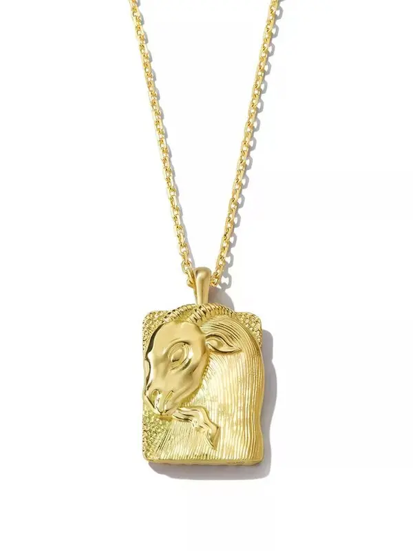 David Webb 18k Yellow Capricorn Zodiac Pendant Necklace - Gold