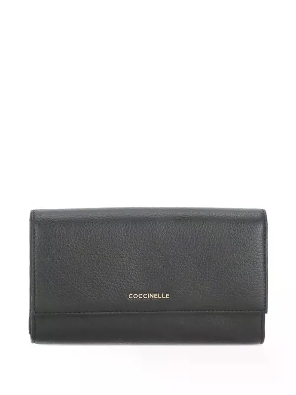 COCCINELLE Leather Flap Wallet - Black