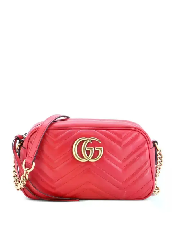 Gucci Gg Marmont Matelassé Leather Small Shoulder Bag - Red