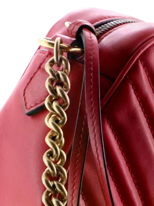 Gucci Gg Marmont Matelassé Leather Small Shoulder Bag - Red
